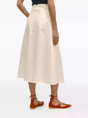 Brooks Brothers High-waisted Pleated Midi Skirt With Buckle Detail