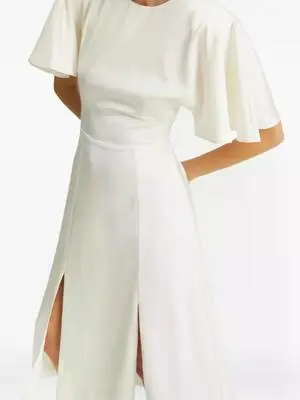 ROTATE BY BIRGER CHRISTENSEN Satin Midi Dress With Flutter Sleeves And Slit