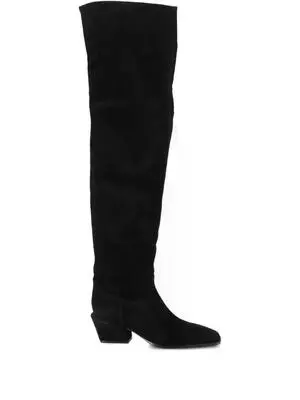 Paris Texas Suede Knee-high Boots - Black