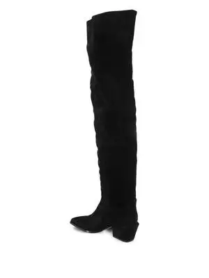 Paris Texas Suede Knee-high Boots - Black