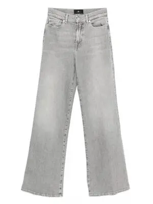 7 For All Mankind Lotta High-waisted Wide-leg Jeans - Grey