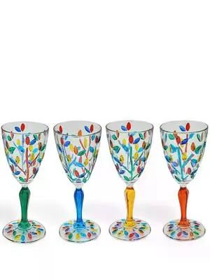 LES-OTTOMANS Floral Crystal Glasses - Multicolour