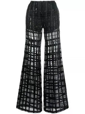 Alberta Ferretti Transparent Palazzo Trousers - Black