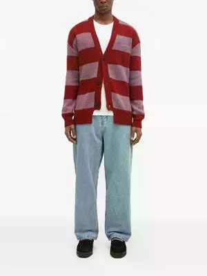 Aries Striped Cardigan - Red