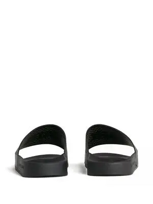 Karl Lagerfeld Leather Perforated Slides - Black