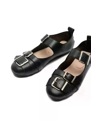 Simone Rocha Leather Buckle Ballet Flats - Black