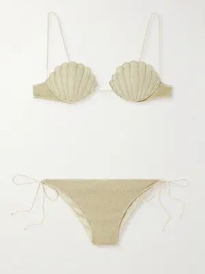 Oseree Lumière Shell Metallic Bikini - Gold