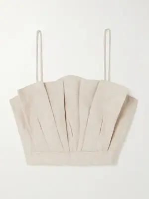 ANDRES OTALORA Pleated Linen Bustier Top