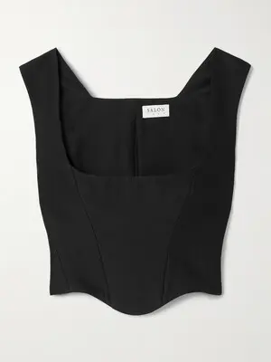 SALON 1884 Friuli Cropped Cotton And Silk-blend Top - Black