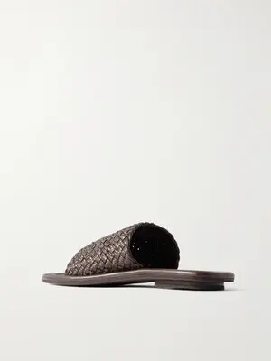 ST. AGNI Woven Leather Flat Sandals