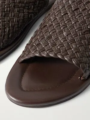 ST. AGNI Woven Leather Flat Sandals