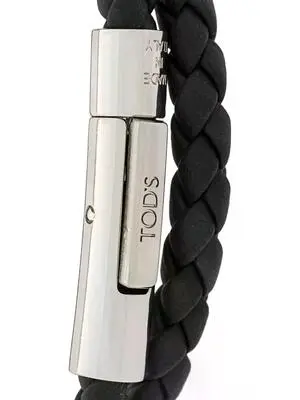 TOD'S Braided Leather Double Layer Bracelet - Black