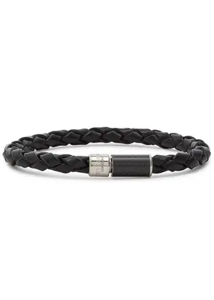 Tateossian Braided Leather Bracelet - Black