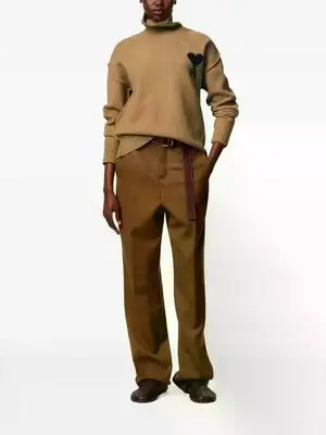 AMI Paris De Coeur Funnel Neck Sweater - Brown