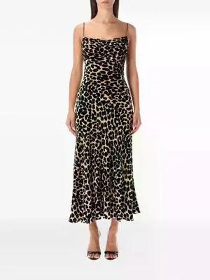 Balmain Midi Leopard-print Velvet Dress - Neutrals