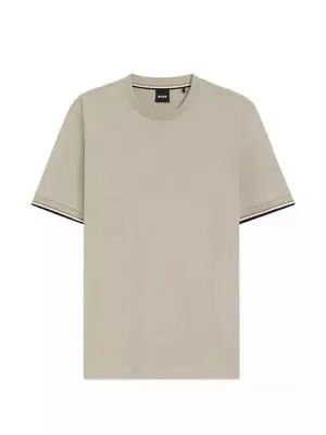 BOSS Cotton-jersey T-shirt With Signature-stripe Cuffs