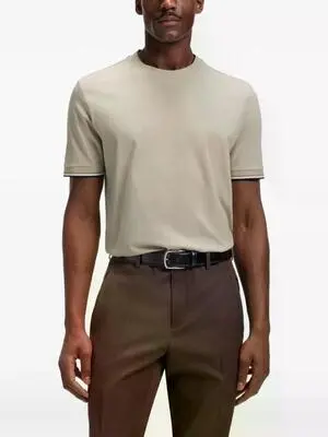 BOSS Cotton-jersey T-shirt With Signature-stripe Cuffs