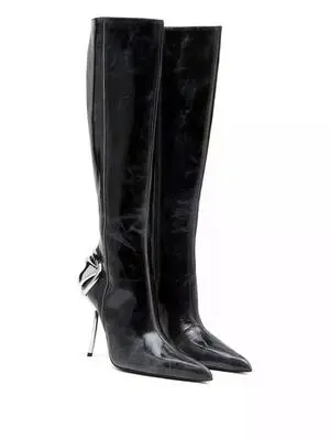DIESEL® Knee-high Stiletto Boots With Oval D Logo Plaque