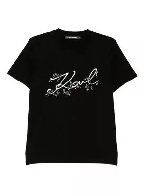 Karl Lagerfeld Logo-embroidered T-shirt - Black