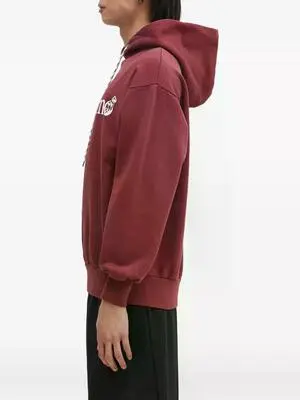 Aries Funghi Problemo Mushroom-Print Drawstring Hoodie Red