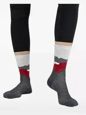 LAMUNT Landscape Print Merino Wool Blend Socks - Grey