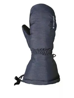 SNOWLIFE Embellished Mitten Gloves With Leather Palm And Drawstring Cuff - Blue