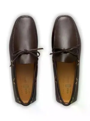 Car Shoe Bow Detail Calf Leather Driving Shoes