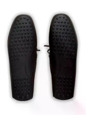 Car Shoe Bow Detail Calf Leather Driving Shoes