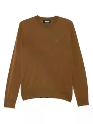 Dsquared2 Logo Embroidered Wool Top - Brown