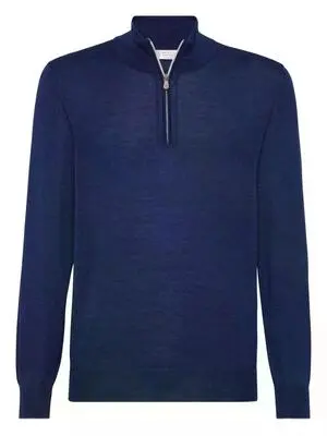 Brunello Cucinelli High-neck Zip-up Sweater - Blue