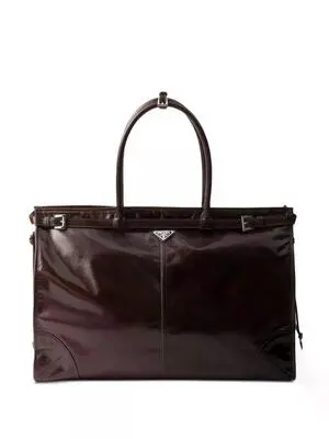 Prada Bonnie Leather Tote Bag - Brown
