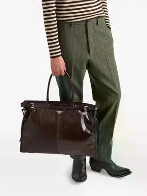 Prada Bonnie Leather Tote Bag - Brown
