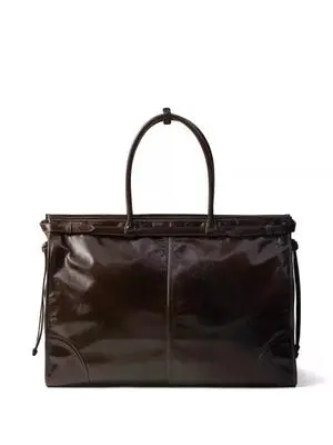 Prada Bonnie Leather Tote Bag - Brown