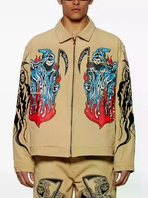 WARREN LOTAS Grim Reaper Print Work Jacket - Neutrals