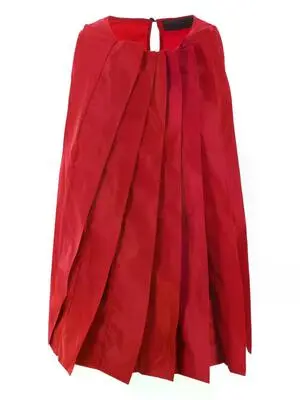 MARIA CALDERARA Pleated Crew-neck Top - Red