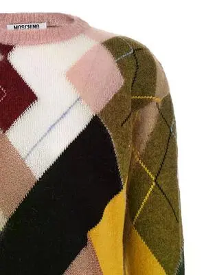 Moschino Argyle Patchwork Knit Sweater