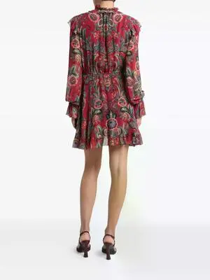 Etro Floral Print Ruffled Mini Dress - Red