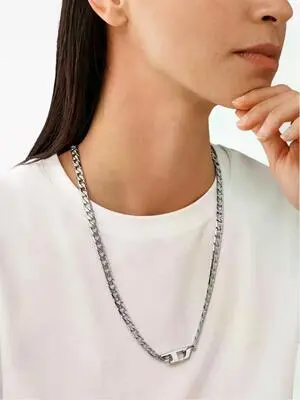 DIESEL® Dx1497 Logo-pendant Curb-chain Necklace