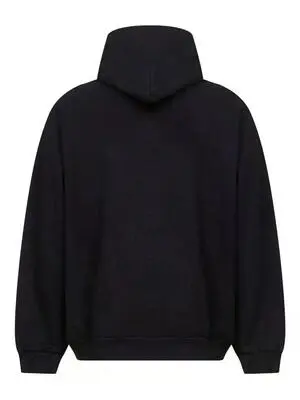 Balenciaga Graphic Print Cotton Hoodie - Black