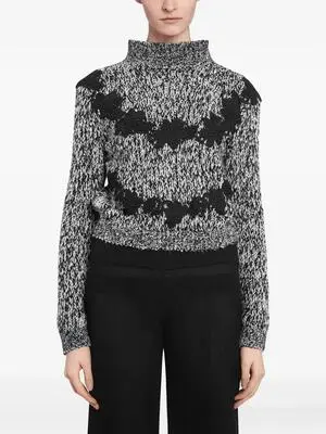 Giambattista Valli High Neck Macramé Embellished Sweater