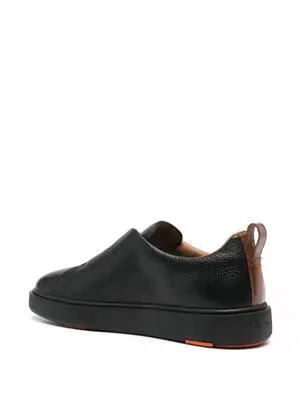 Santoni Calf Leather Slip-on Sneakers - Black