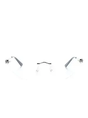 Cartier Logo-plaque Cat-eye Frame Glasses - Silver