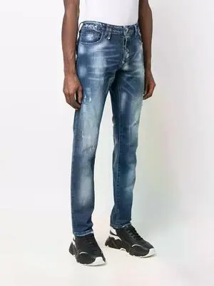 Philipp Plein Distressed Straight-leg Jeans