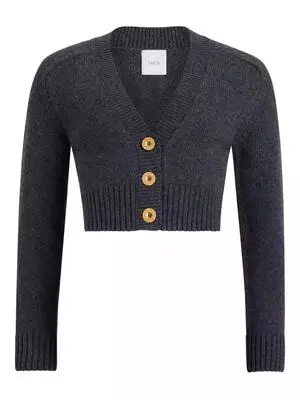 PATOU V-neck Elbow Patch Cardigan - Grey