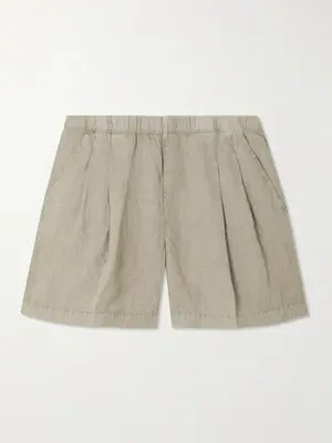 JAMES PERSE Pleated Linen Shorts