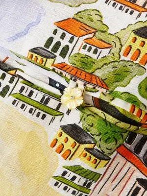 Farm Rio Cropped Printed Linen-canvas Shirt