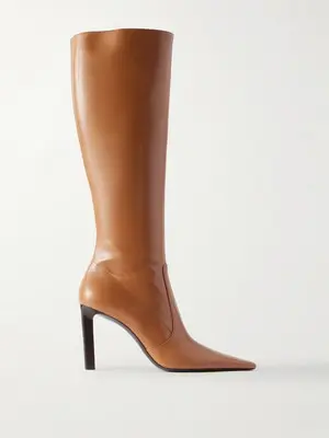 Saint Laurent Francoise Leather Knee High Boots - Brown
