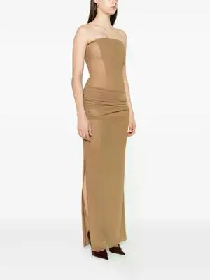 Alex Perry Strapless Draped Maxi Dress - Green