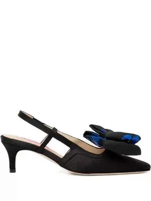 CUSTOMMADE Anita Slingback Pumps With Bow Detailing - Black
