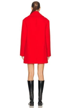 JIL SANDER Wool Pea Coat - Strawberry